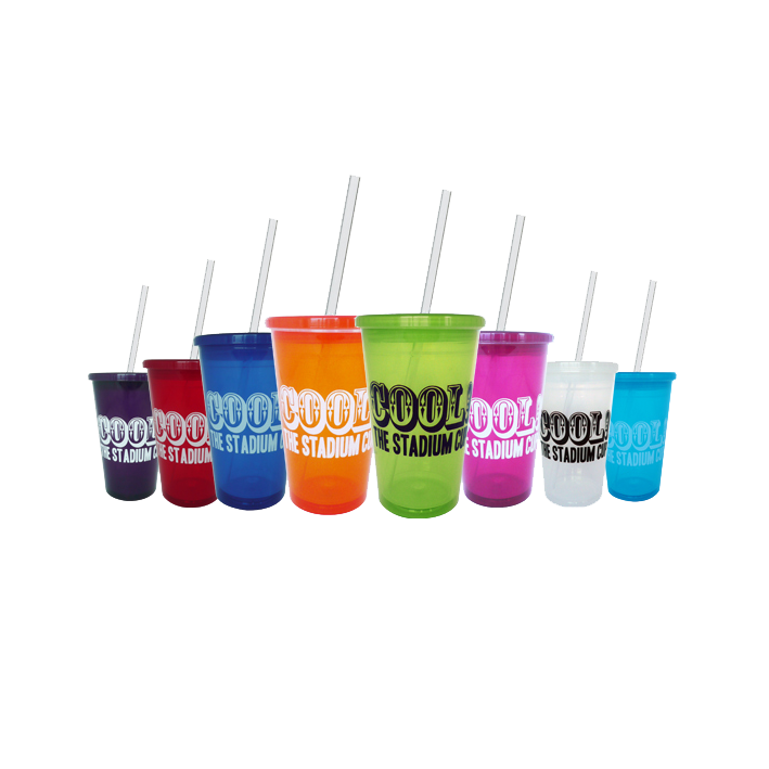 60 x Promotional Plastic Cups With Straws | Stadium Cups– PG ...